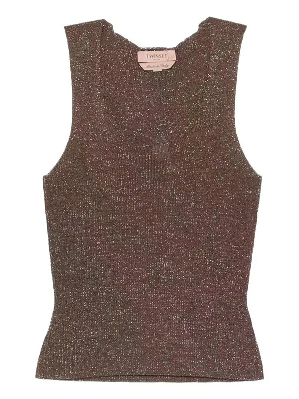 TWINSET Lurex Knit Top - Brown
