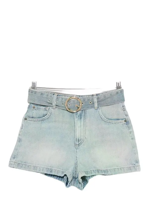 TWINSET Belted Denim Shorts - Blue