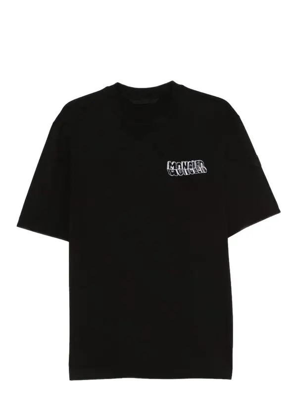 Moncler Logo-embroidered T-shirt - Black