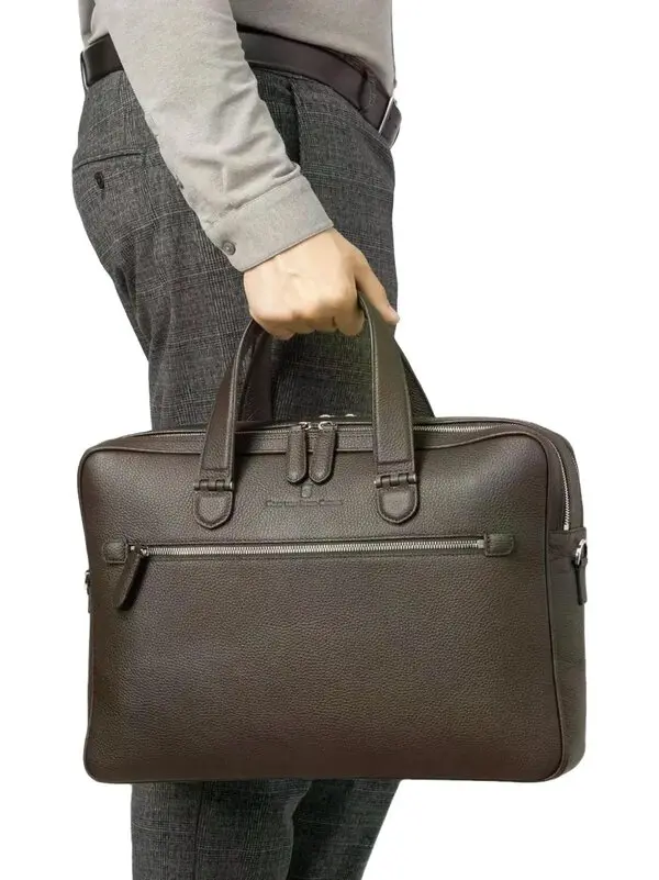 GRAF LANTZ Two-compartment Zip Briefcase - Brown