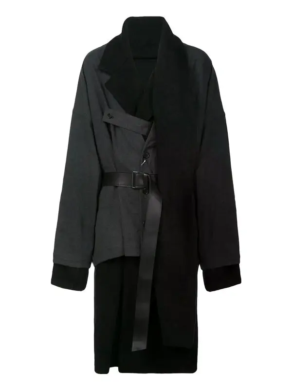 Yohji Yamamoto Layered Two-tone Coat - Black