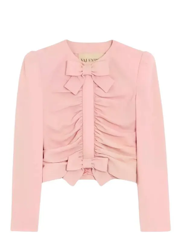 Valentino Garavani Cropped Jacket In Light Wool - Pink