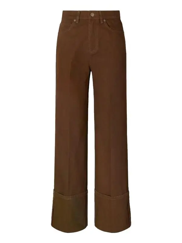 Tory Burch Straight-leg Cuffed Jeans - Brown