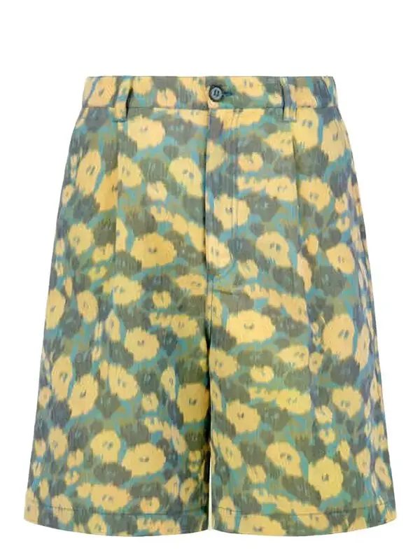 Marni Floral Print Pleated Shorts - Yellow