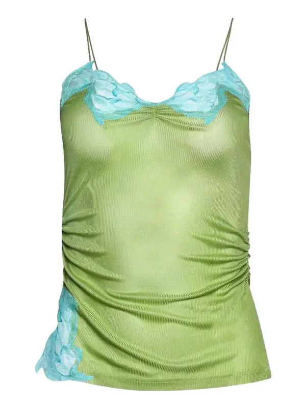 Christopher Esber Lace-detail Ribbed Tank Top - Green