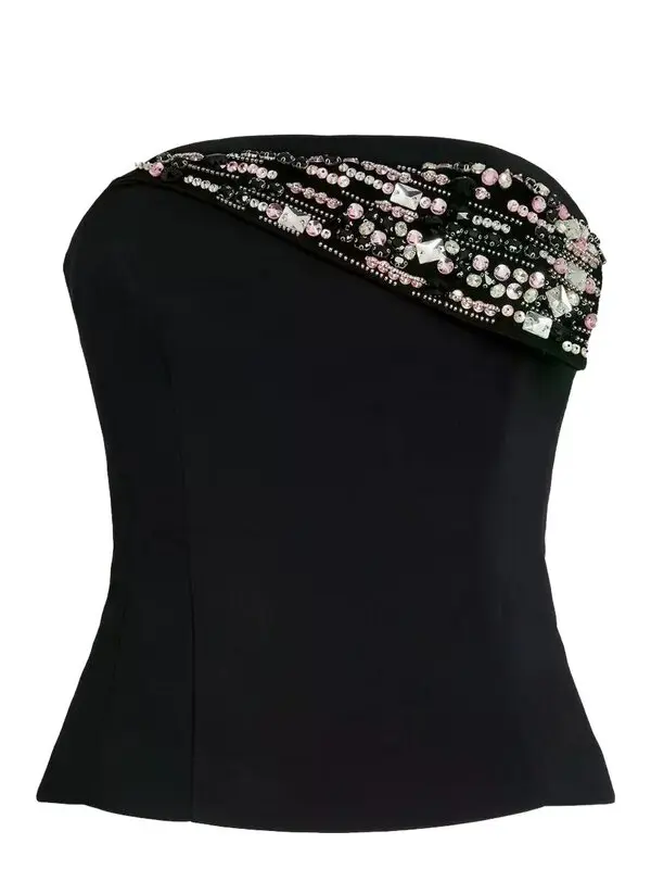 GENNY Embellished Strapless Top - Black