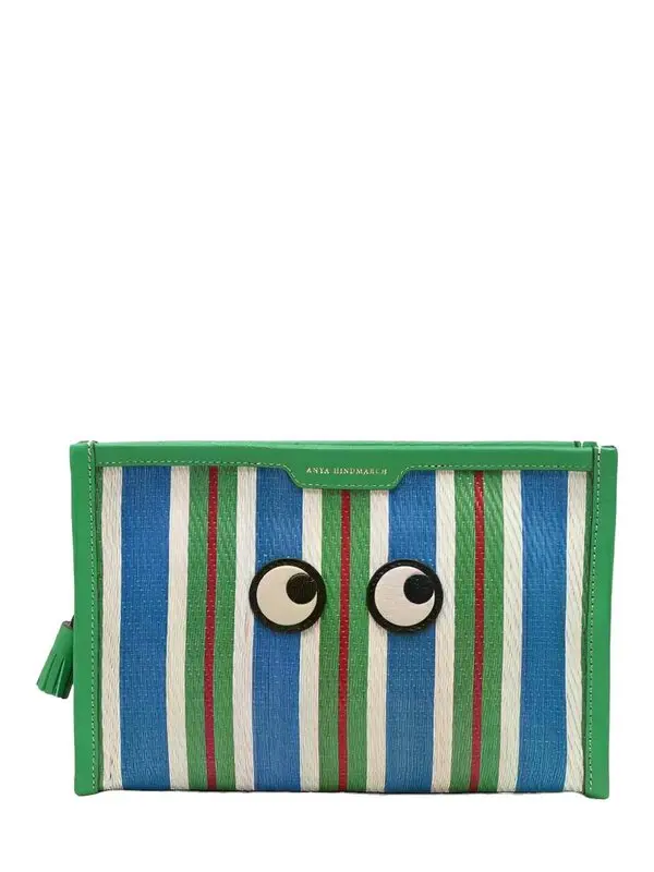 ANYA HINDMARCH Eyes-motif Striped Makeup Bag - Green