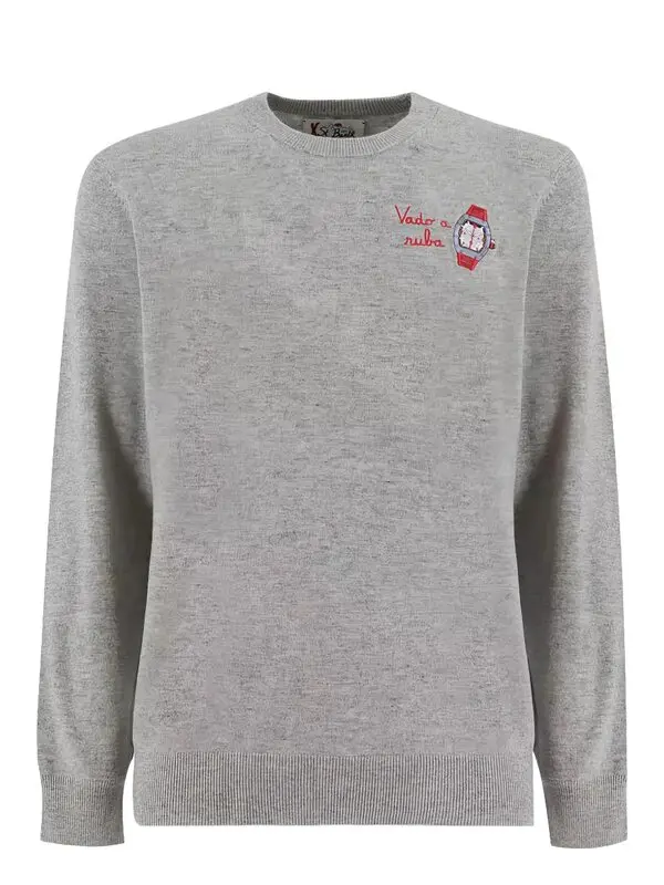 MC2 SAINT BARTH Embroidered Crew-neck Sweater - Grey