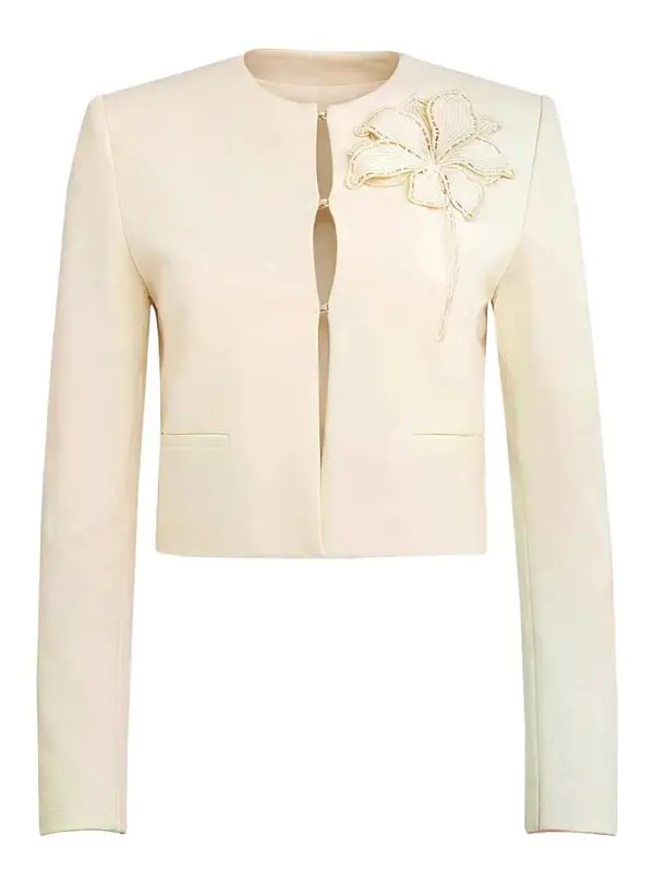 TWINSET Floral Appliqué Jacket - Neutrals