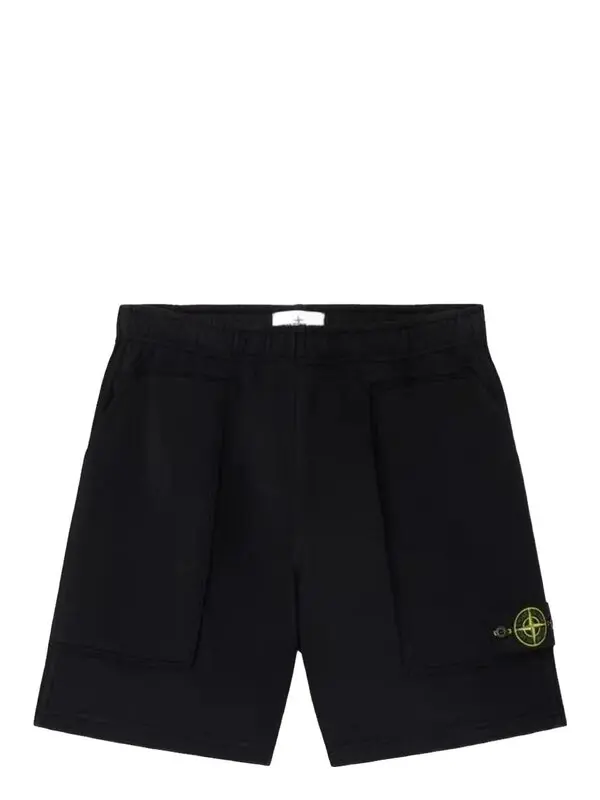 Stone Island Cotton Shorts With Pockets - Black