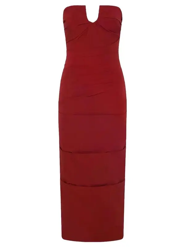 Rachel Gilbert Ruched Strapless Dress - Red