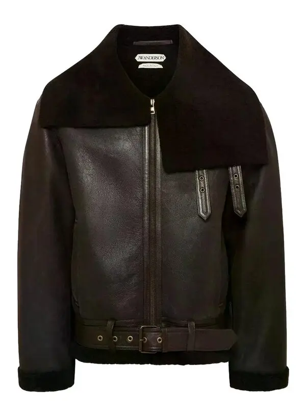 JW Anderson Shearling Belted Jacket - Brown