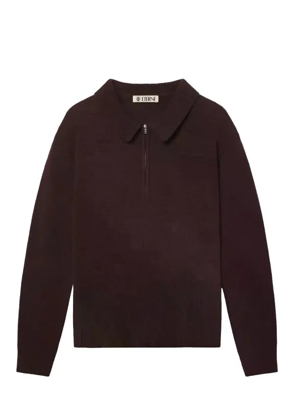 Eterne Blaise Zip Collared Sweater - Brown