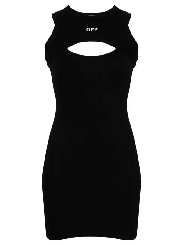 Off-White Cutout Fitted Dress - Black