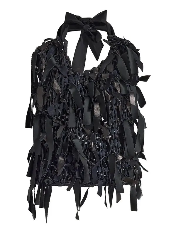Khaite Tevis Leather Top - Black