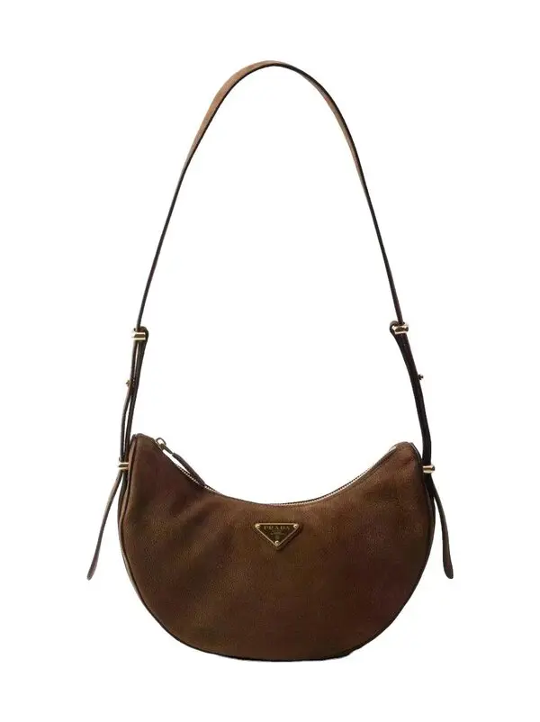 Prada Arqué Small Nubuck Leather Shoulder Bag - Brown