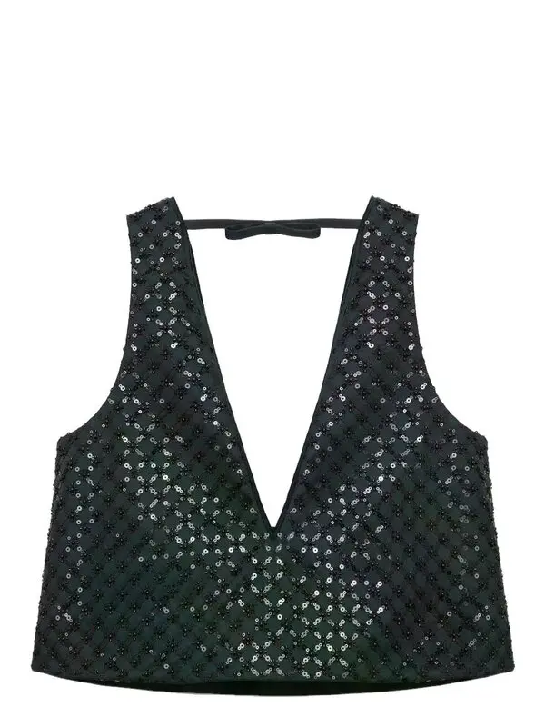 Dorothee Schumacher Sequined V-neck Top - Black