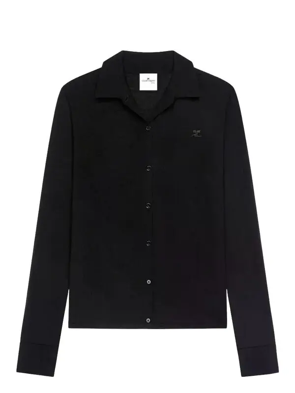 COURREGES Polo-collar Cardigan - Black