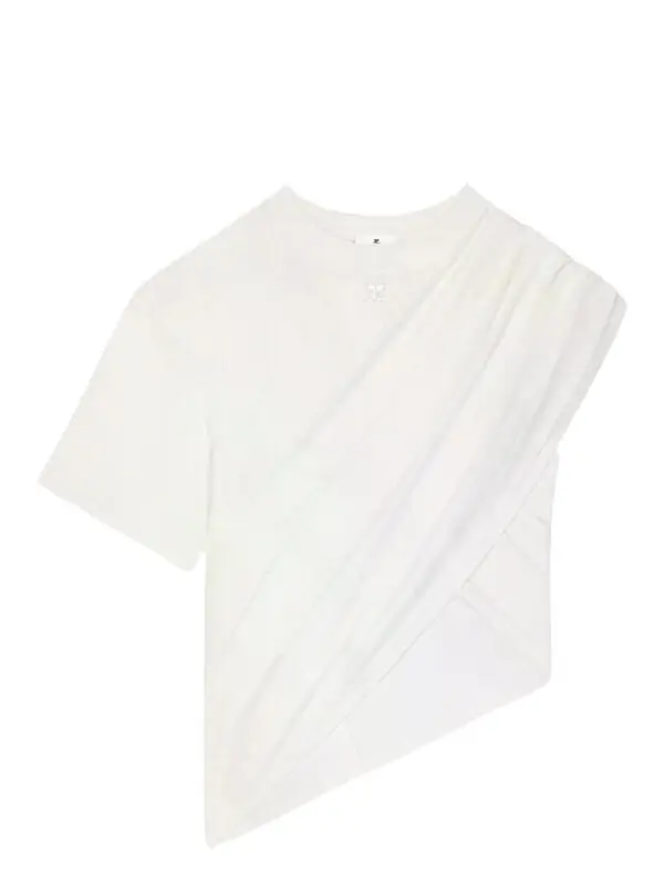 COURREGES Asymmetrical-sleeve T-shirt - White