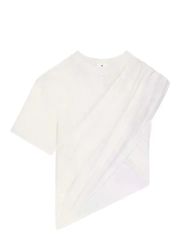 COURREGES Asymmetrical-sleeve T-shirt - White