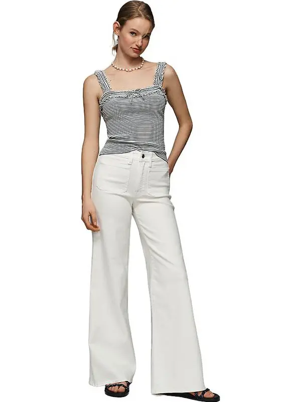 Good American High-rise Palazzo Pants - White001