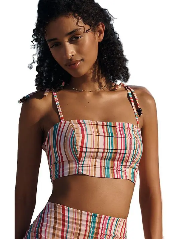 Peixoto Ezra Tie-strap Crop Top - Pink Stripe