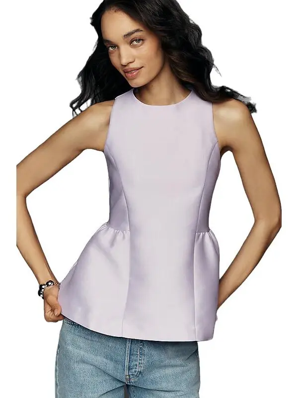 ALIGNE Solstice Satin Peplum Top - Lavender