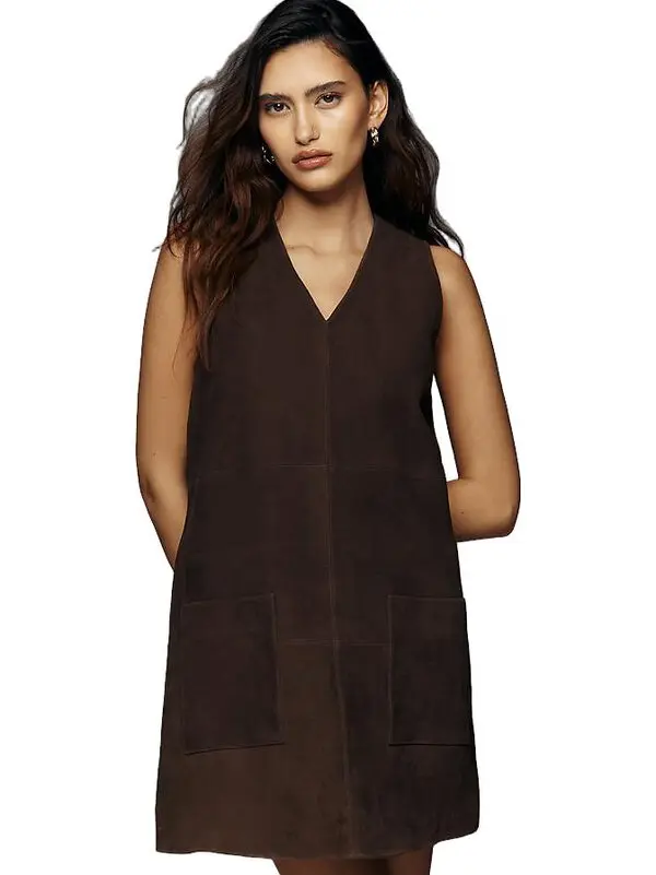 ALIGNE Piper Suede Mini Dress - Chocolate