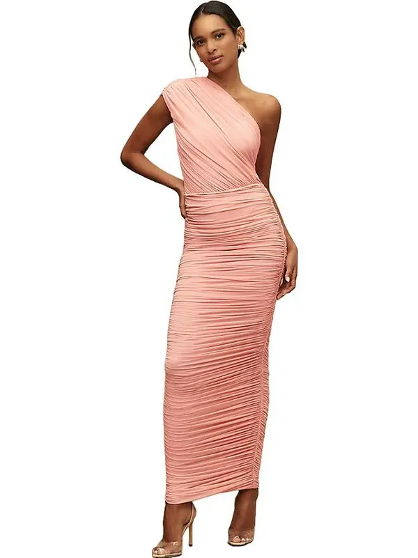 Ronny Kobo Emina One-shoulder Gathered Maxi Dress - Pink