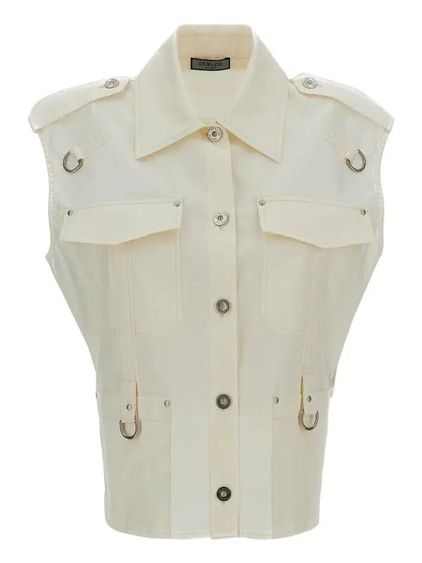 DURAZZI MILANO Sleeveless Cotton Top - Beige
