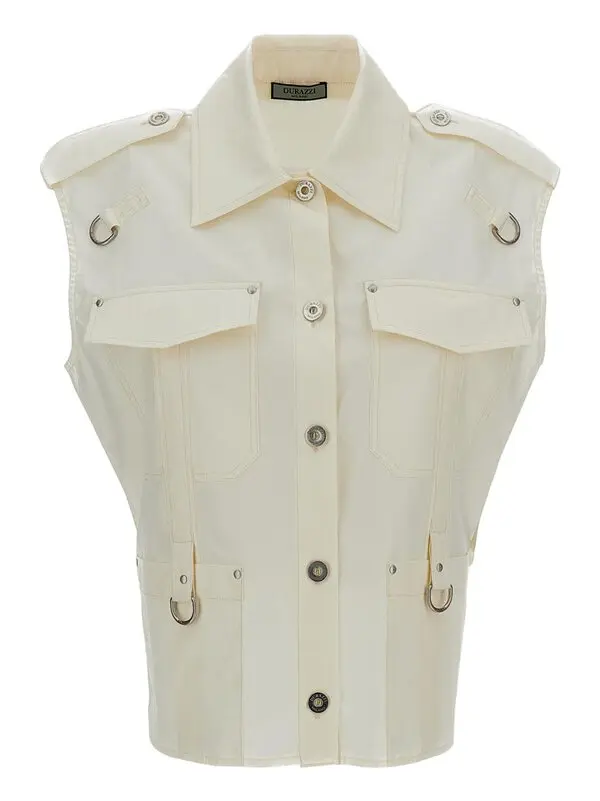 DURAZZI MILANO Sleeveless Cotton Top - Beige