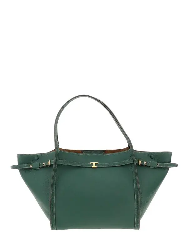 TOD'S Medium Leather Shopping Bag - Green