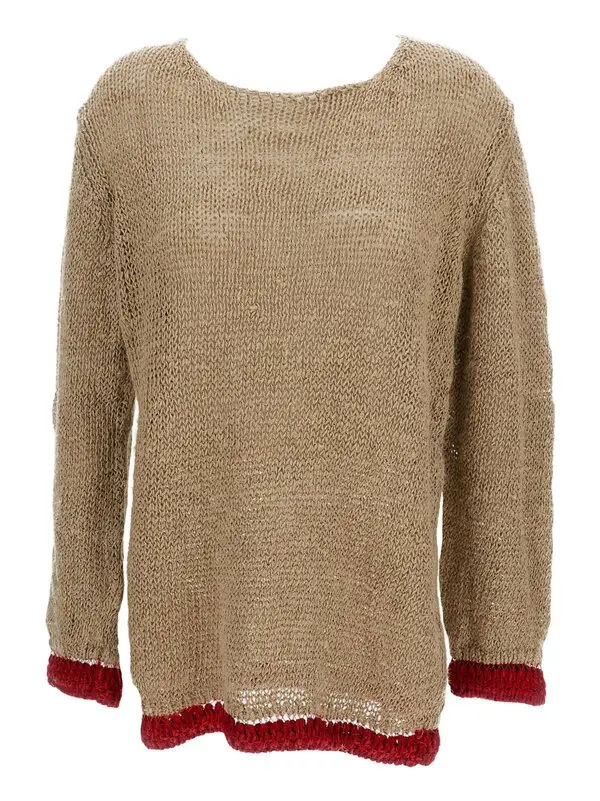 Comme Des Garçons Linen Crewneck Sweater - Beige