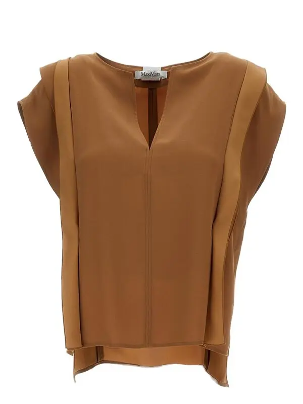 Max Mara Sleeveless Top With Braided Leather Belt - Brown