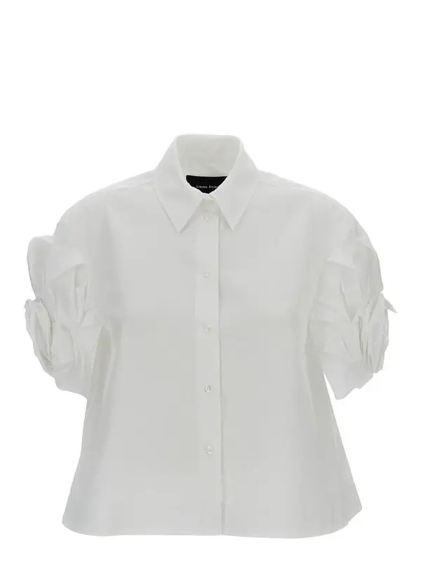 Simone Rocha Short Sleeve Cotton Poplin Shirt - White