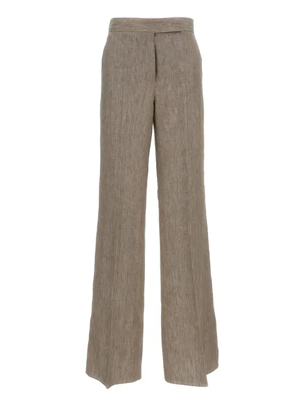Max Mara Linen Palazzo Trousers - Beige