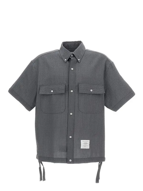 Thom Browne Camicia Oversize A Maniche Corte - Grey