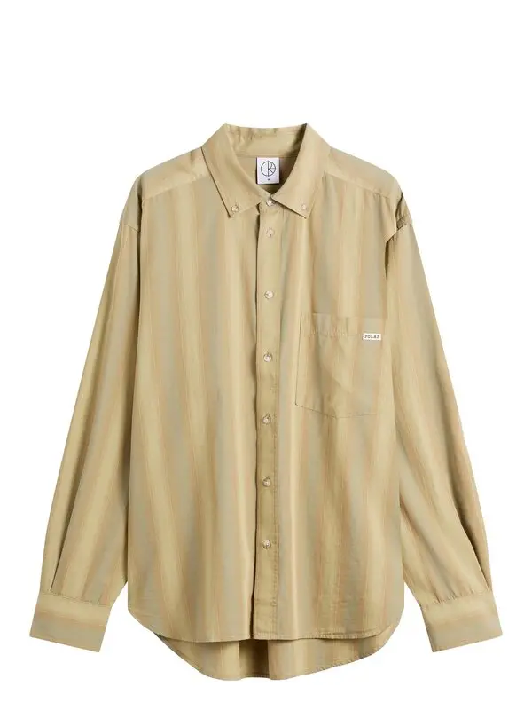 POLAR SKATE CO. Ben Stripe Shirt - Green Stripe