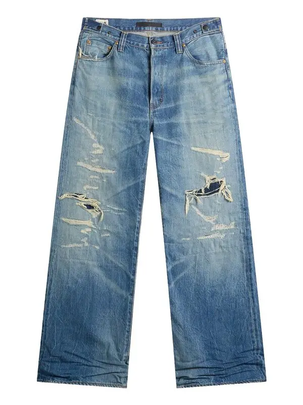 Mastercraft Union Showa Relaxed Repaired Jeans - Light