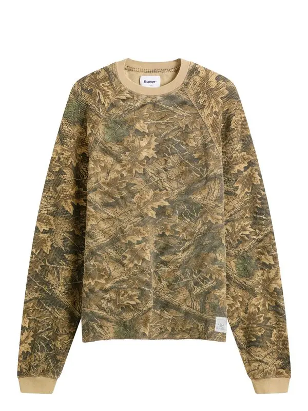 BUTTER GOODS Long Sleeve Waffle Top - Forest Camo