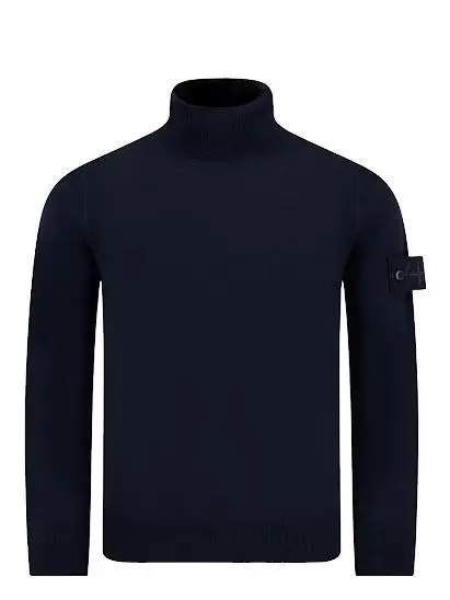 Stone Island Turtleneck Wool Sweater - Dark Navy Blue