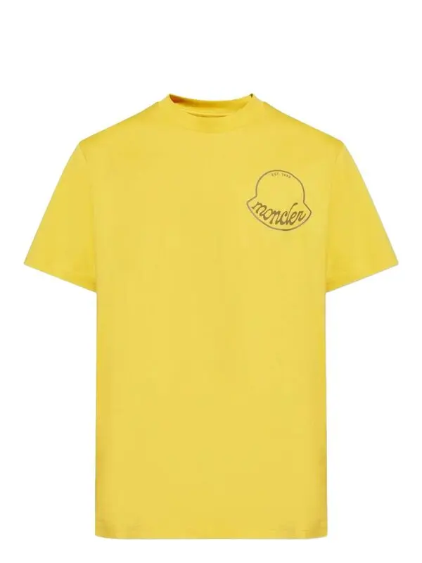 Moncler Logo Printed Crewneck Sweat-shirt T-shirt - Yellow