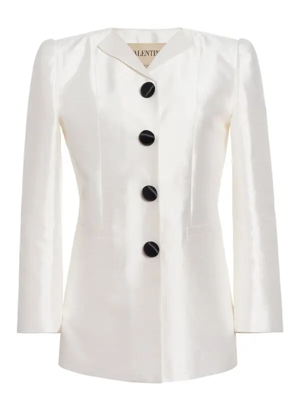 Valentino Garavani Tailored Shantung Silk Blazer - Ivory