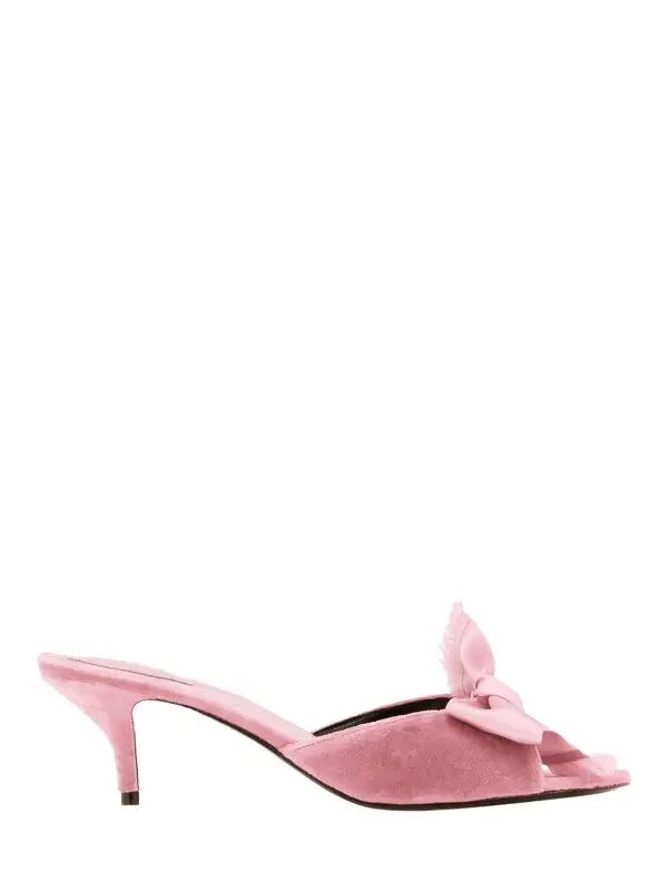 Valentino Garavani Marie A Velvet Mules With Bow Detailing - Pink