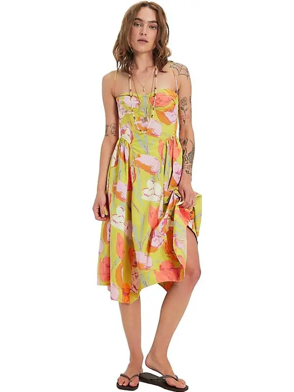 Free People Printed Midi Dress - Daffodil Combo