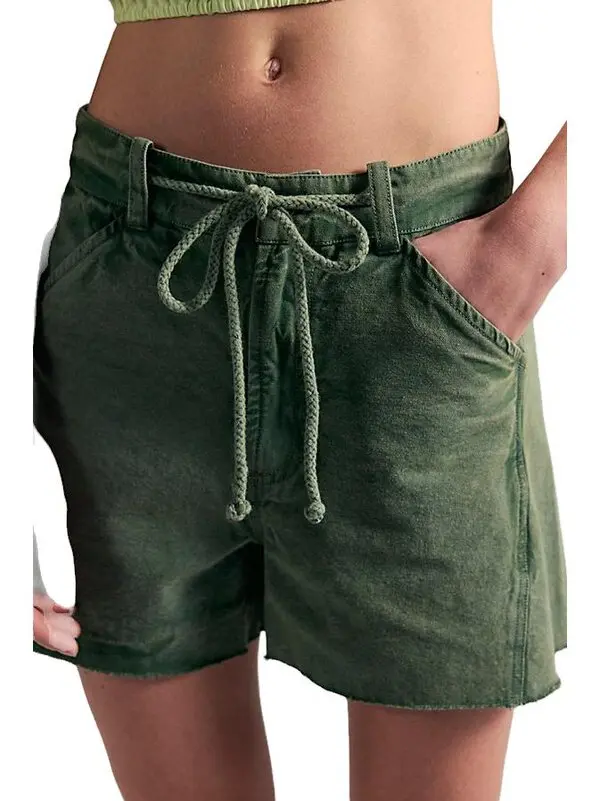 Free People Camped Out Cotton-canvas Shorts - Drenched Jungle