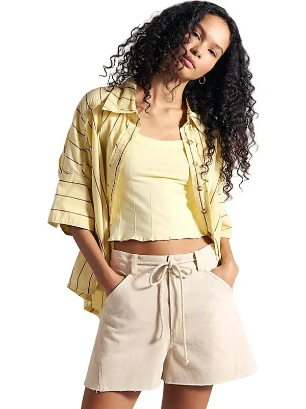 Free People Camped Out Cotton-canvas Shorts - Tea
