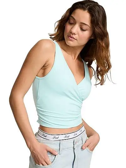 Pink Relay™ Ruched Wrap Bra Tank - Blue