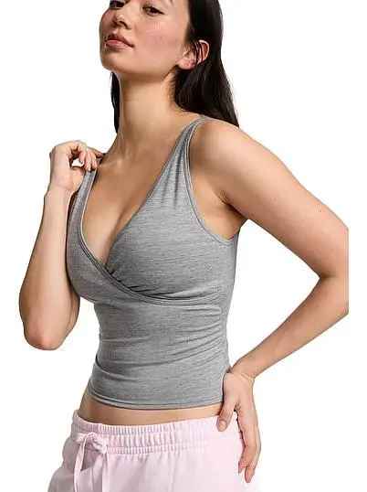 Pink Relay™ Ruched Wrap Bra Tank - Grey