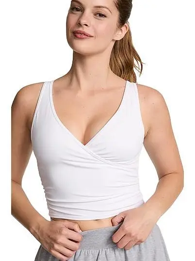 Pink Relay™ Ruched Wrap Bra Tank - White,ivory